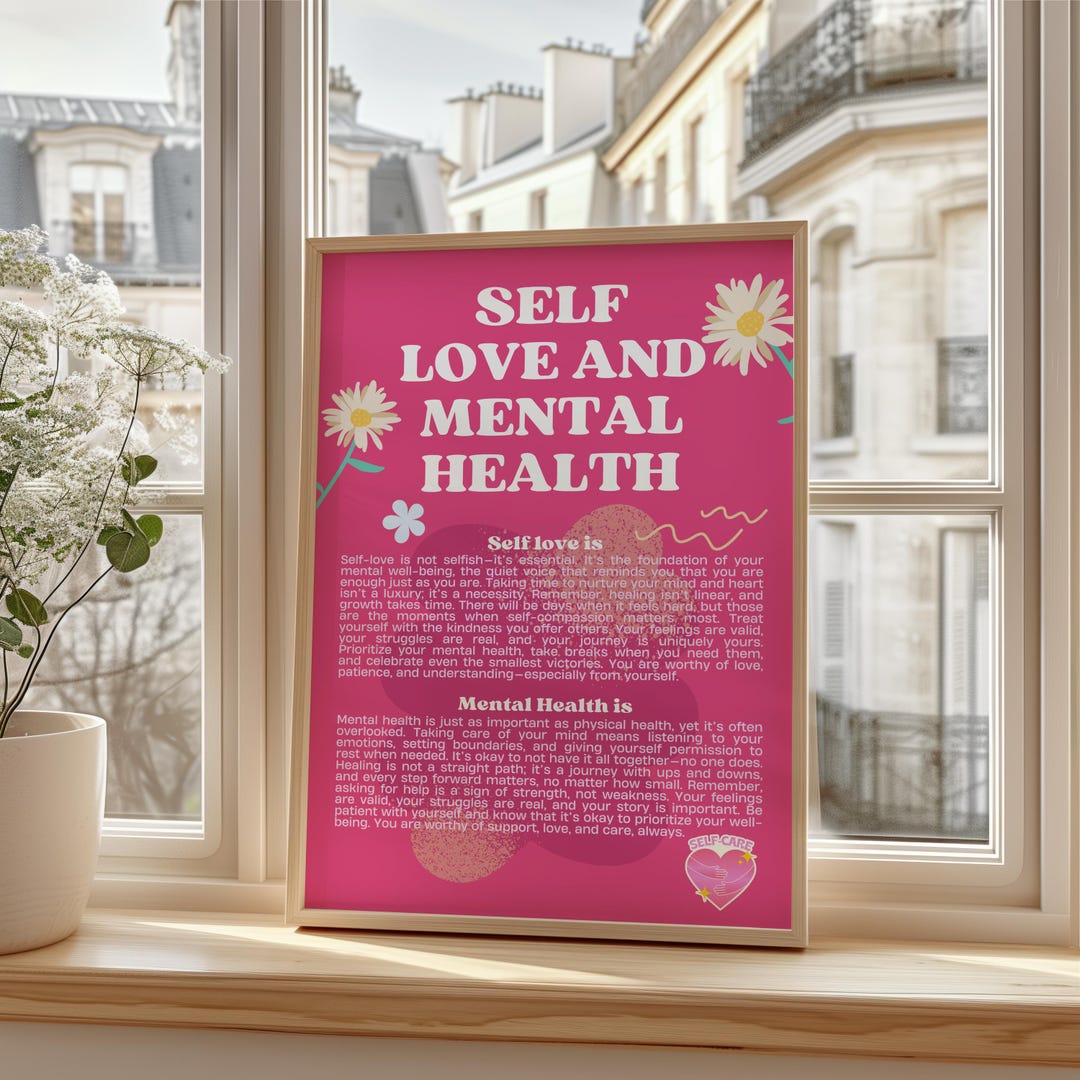 Self Love Poster, Mental Health Art, Inspirational Print, Motivational ...