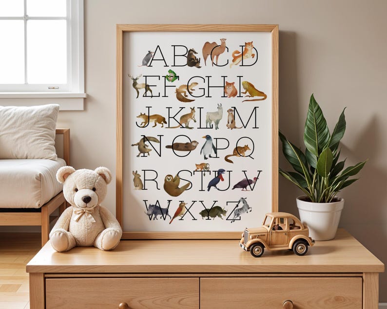 Animal Alphabet Poster for Kids – A to Z Animal ABC Wall Art ...