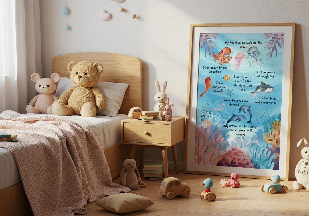Ocean Affirmation Poster for Kids – Under the Sea Wall Art Print – Sea ...