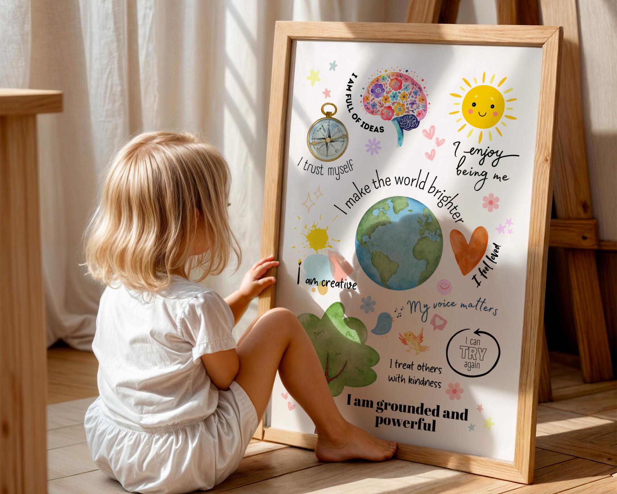 Positive Affirmation Poster – Kids' Mindfulness Wall Art (digital ...