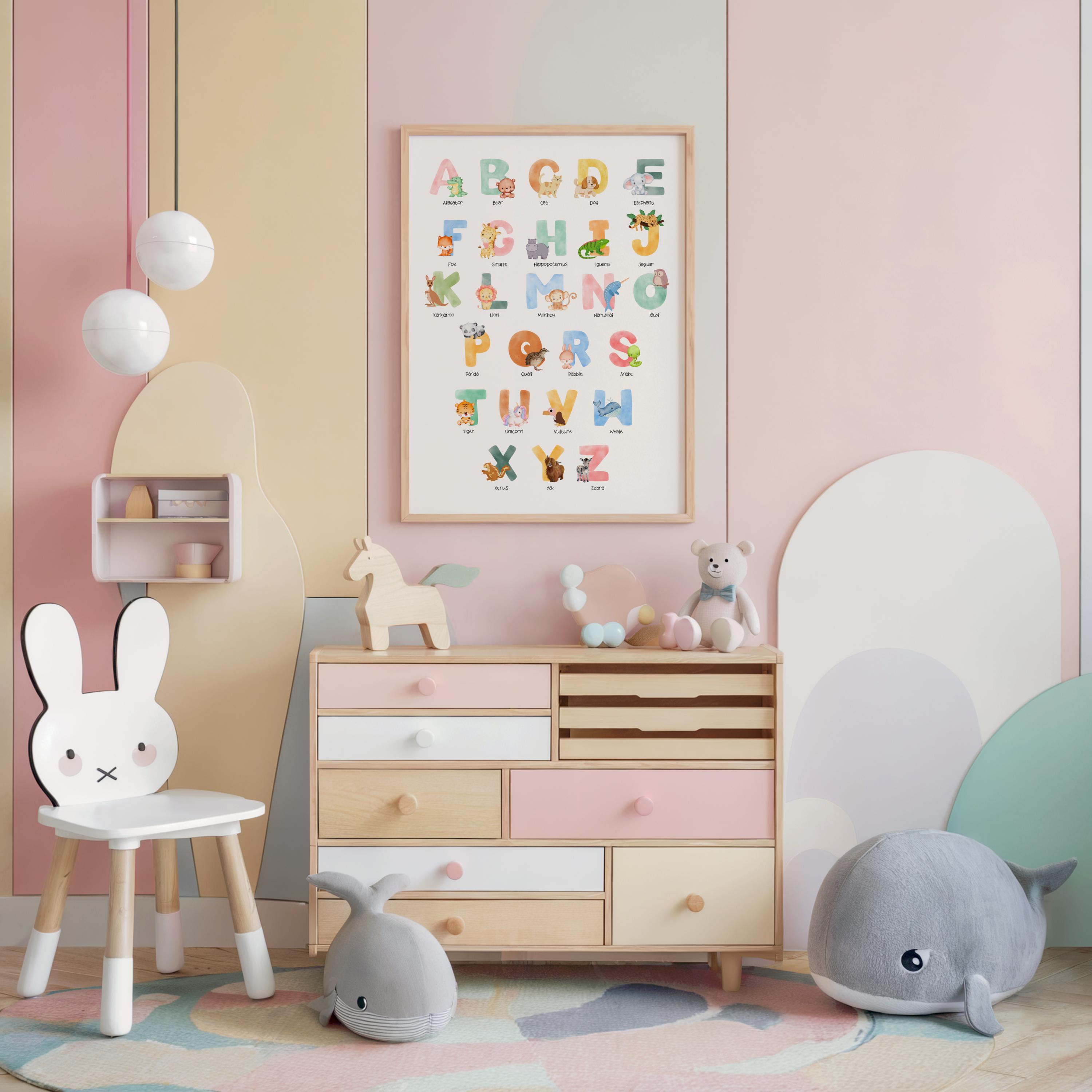 Watercolor Animal Alphabet Poster – Educational Nursery Wall Art - Etsy