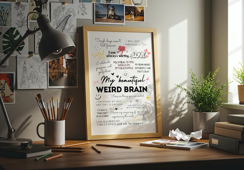 Neurodivergent Affirmations Poster, My Weird Brain Art (digital ...