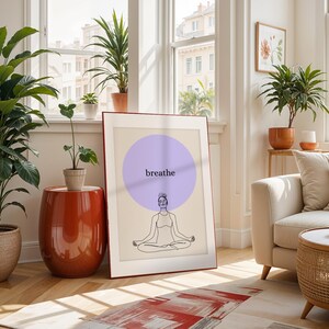 Breathe Poster, Breath Meditation Art, Yoga Wall Art, Mindfulness Decor ...