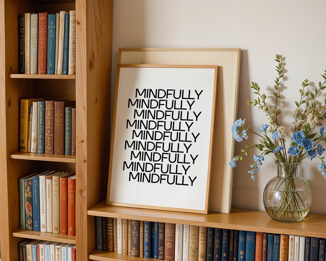 Mindfully Poster, Mindfulness Wall Art, Inspirational Art, Positive ...