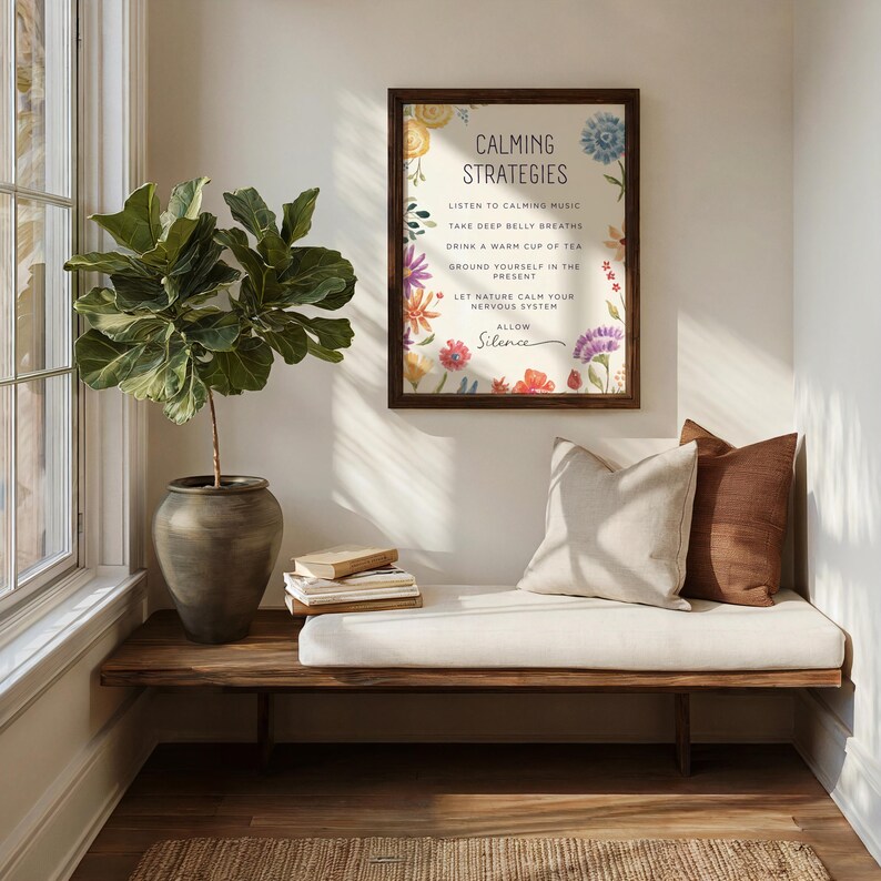 Calming Strategies Poster – Watercolor Flowers – Self-care Printable ...