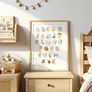 Watercolor Animal Alphabet Poster – Educational Nursery Wall Art - Etsy