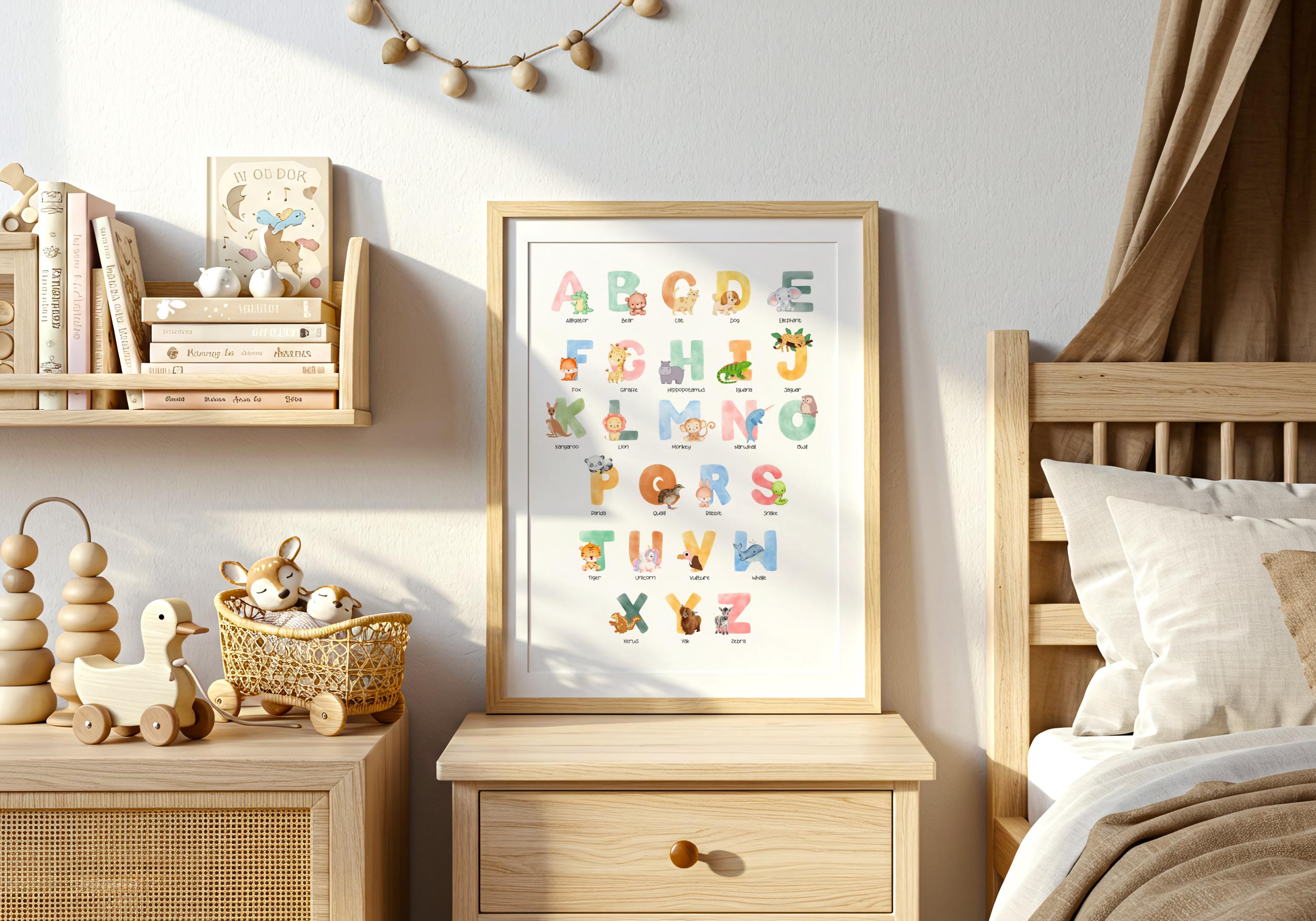 Watercolor Animal Alphabet Poster – Educational Nursery Wall Art - Etsy