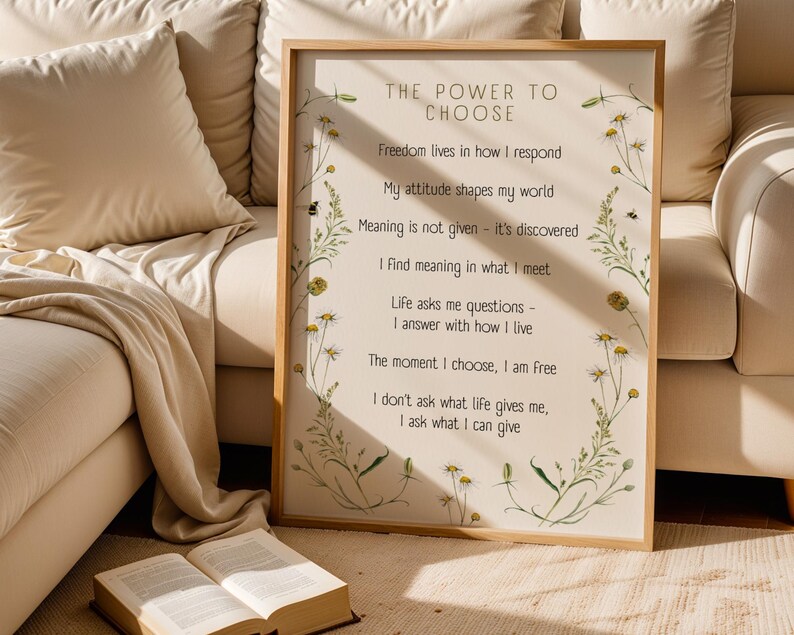 The Power to Choose Poster – Empowering Quote Print – Wildflower ...