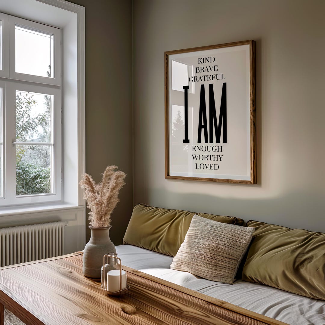 I AM Affirmation Poster – Modern Motivational Wall Art Print – Self ...