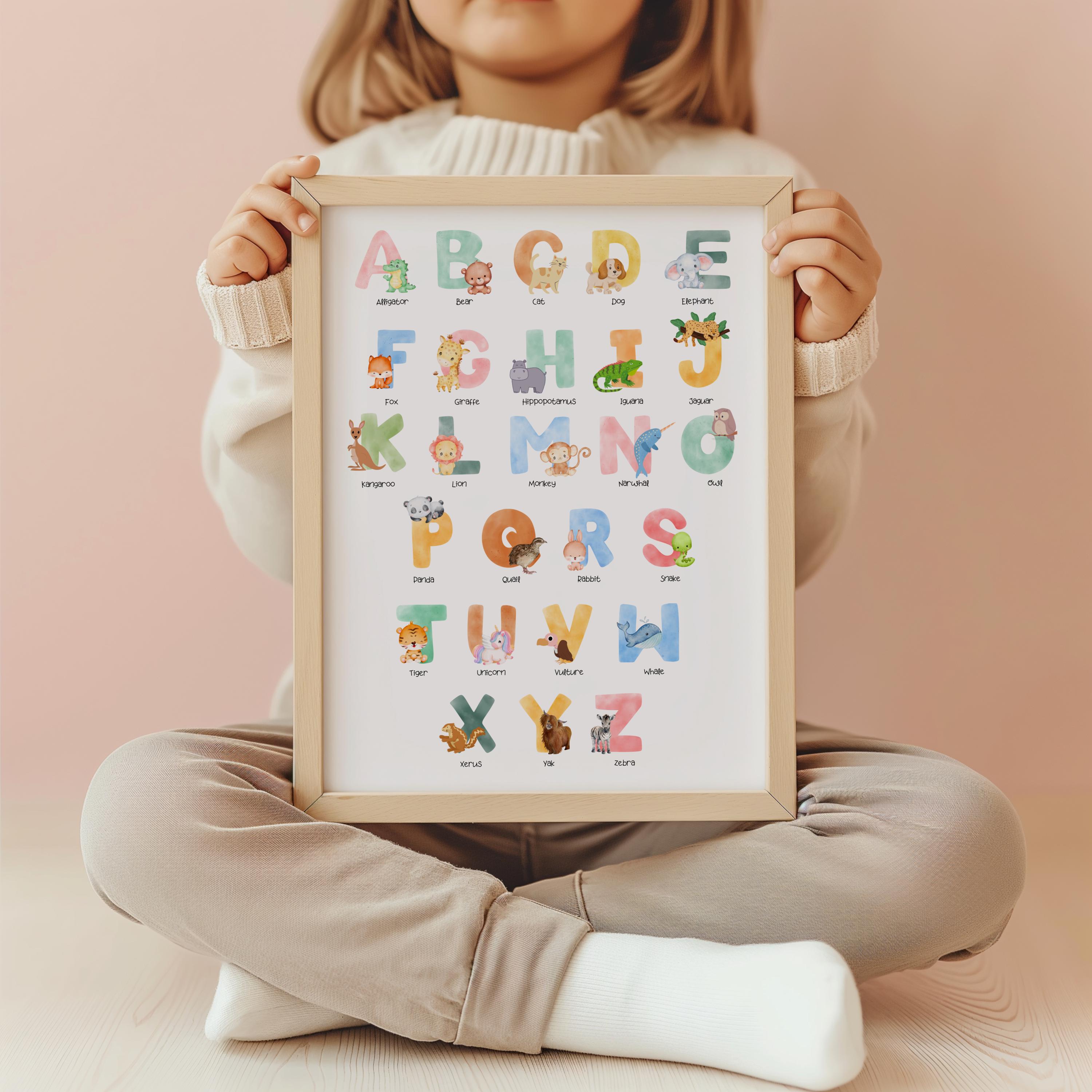 Watercolor Animal Alphabet Poster – Educational Nursery Wall Art - Etsy
