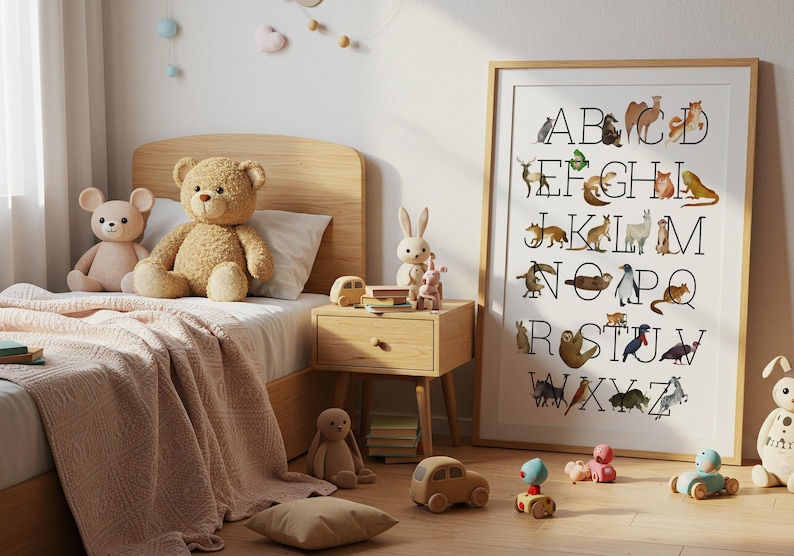 Animal Alphabet Poster for Kids – A to Z Animal ABC Wall Art ...