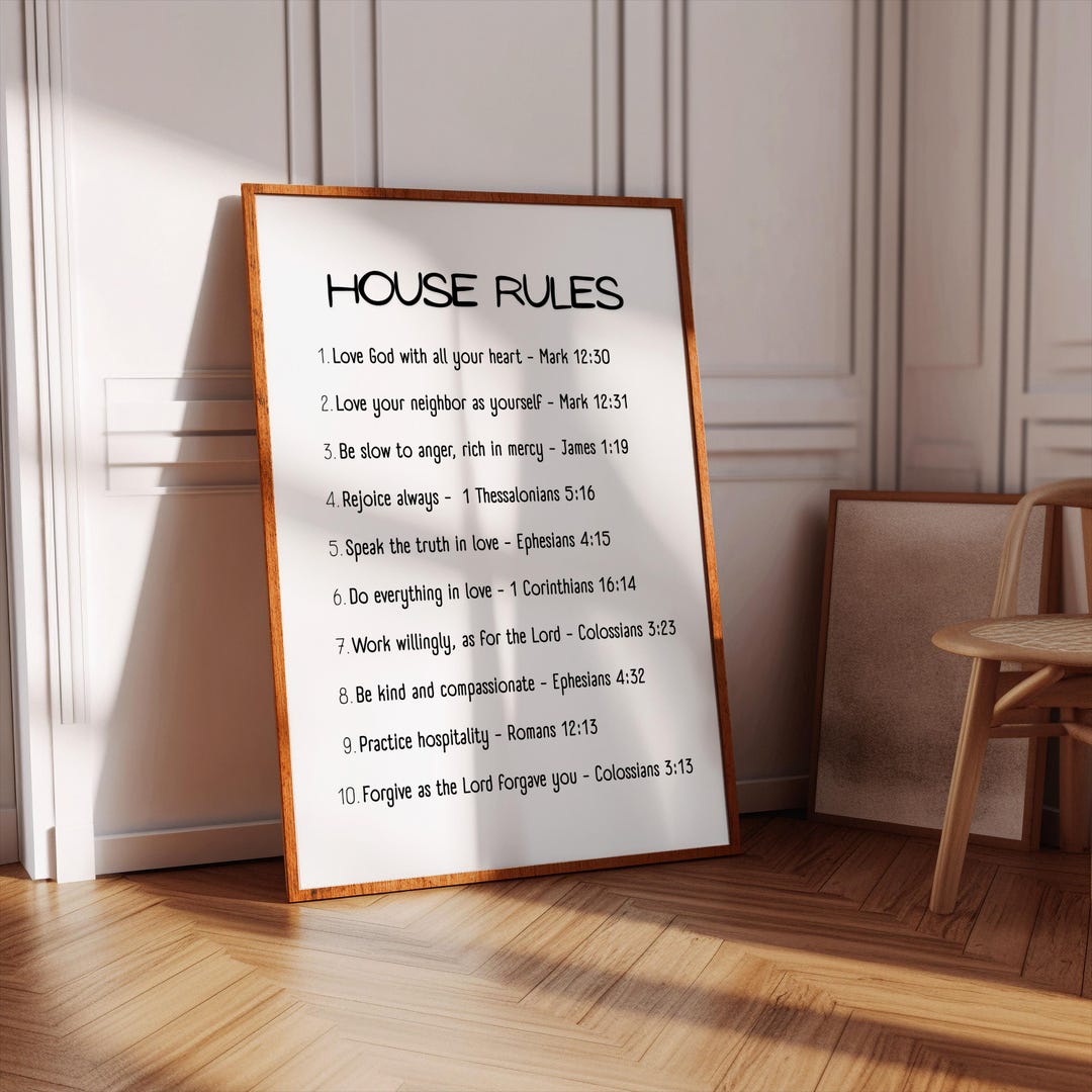 Christian House Rules Printable - Bible Verse Wall Art - Etsy