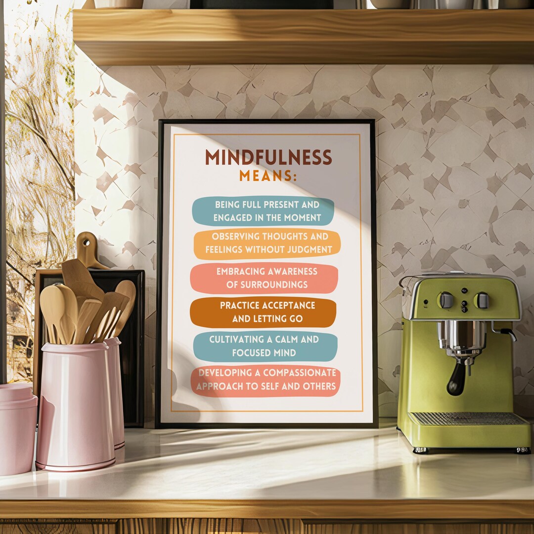Mindfulness Definition Poster – Calming Mental Health Art (digital ...