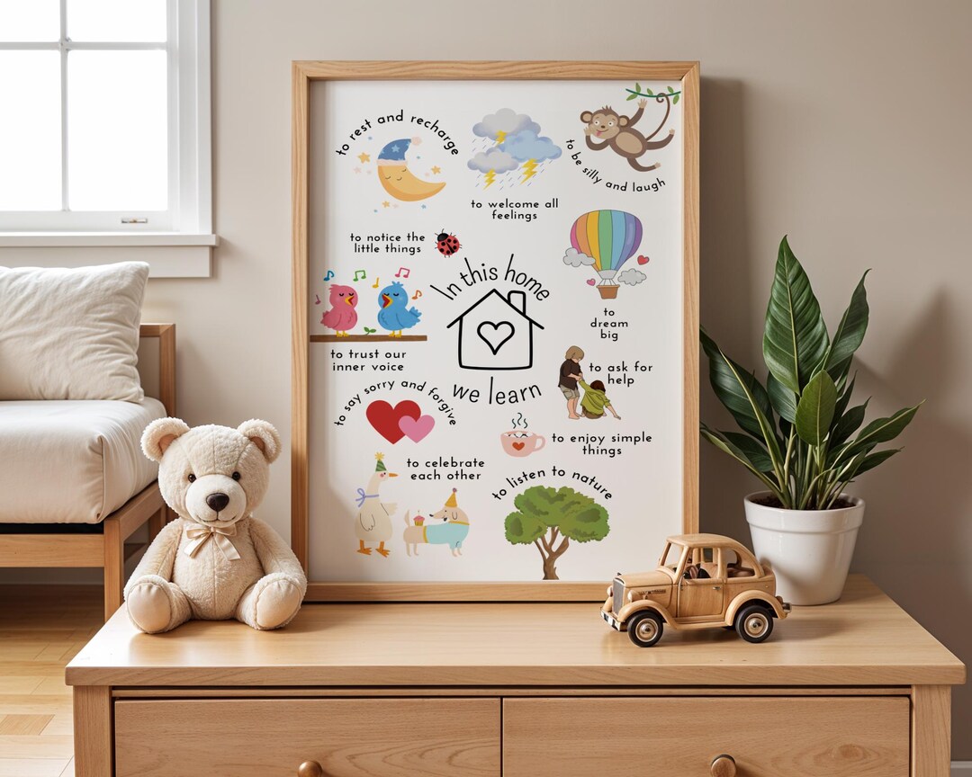In This Home We Learn Poster – Gentle Parenting Values Print - Etsy
