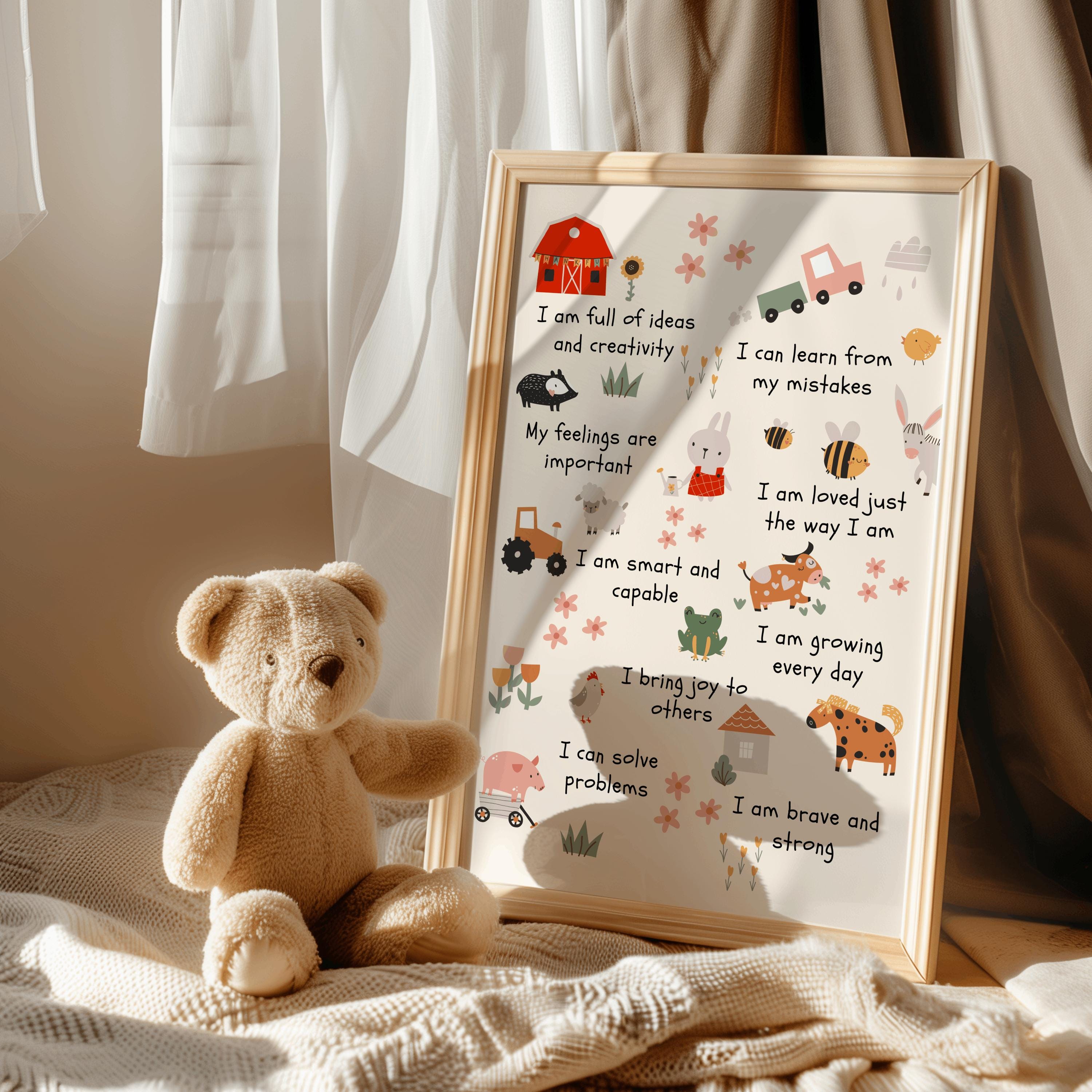 Farm Animal Affirmation Poster – Kids' Nursery, Classroom Decor - Etsy