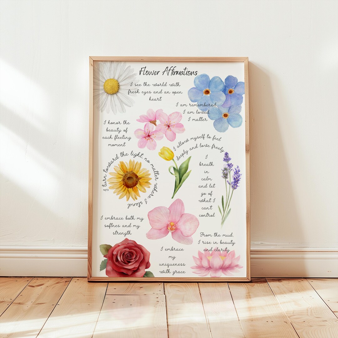 Flower Affirmations Poster – Watercolor Floral Quote Wall Art ...