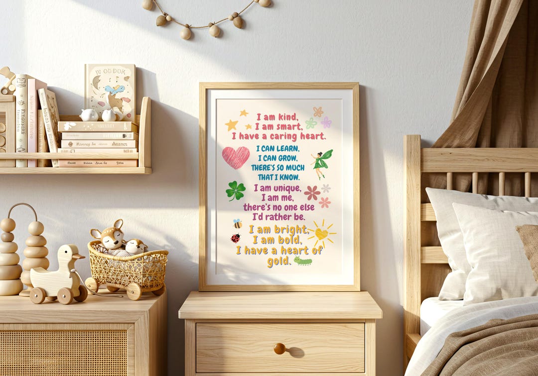 Positive Affirmation Poster – Kids' Printable Wall Art, Nursery Decor ...