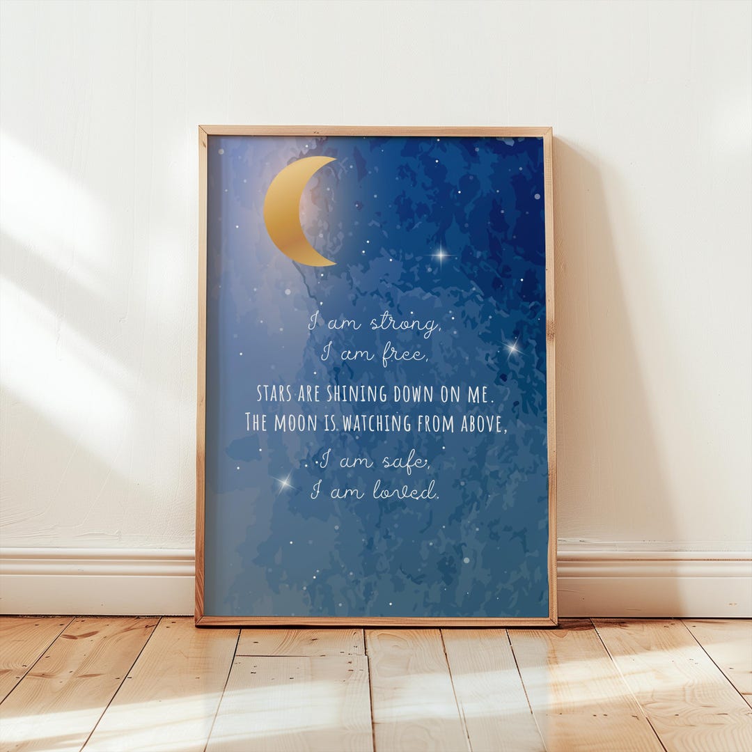 Moon Affirmation Print for Kids – Celestial Nursery Art (digital ...