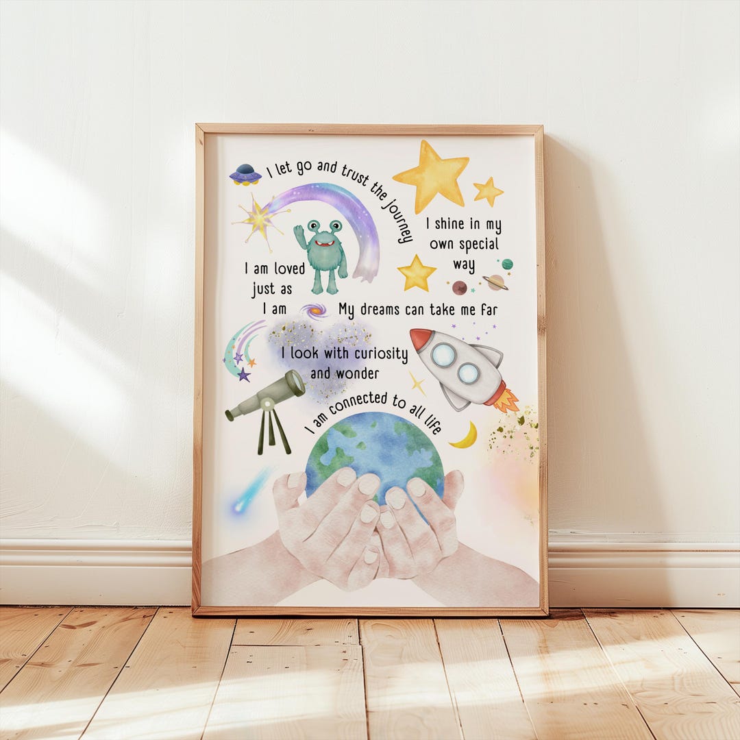 Space Affirmation Poster for Kids – Watercolor Nursery Print (digital ...