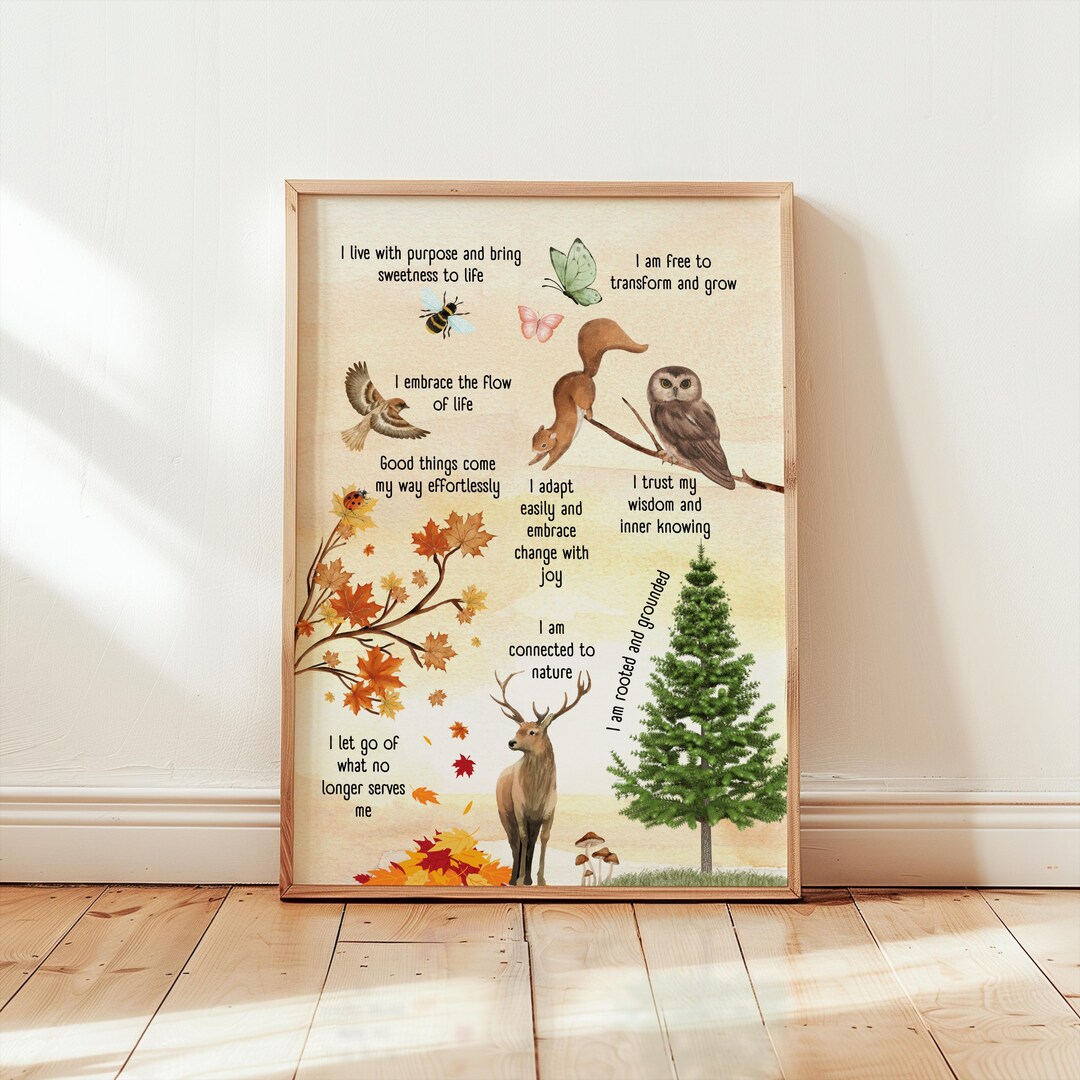 Nature Affirmation Wall Art – Forest Animal Inspirational Quotes ...