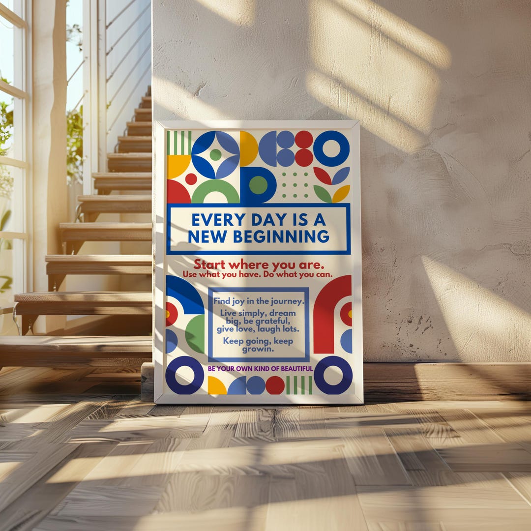 New Beginning Poster, Positive Life Wall Art, Inspirational Home Decor ...