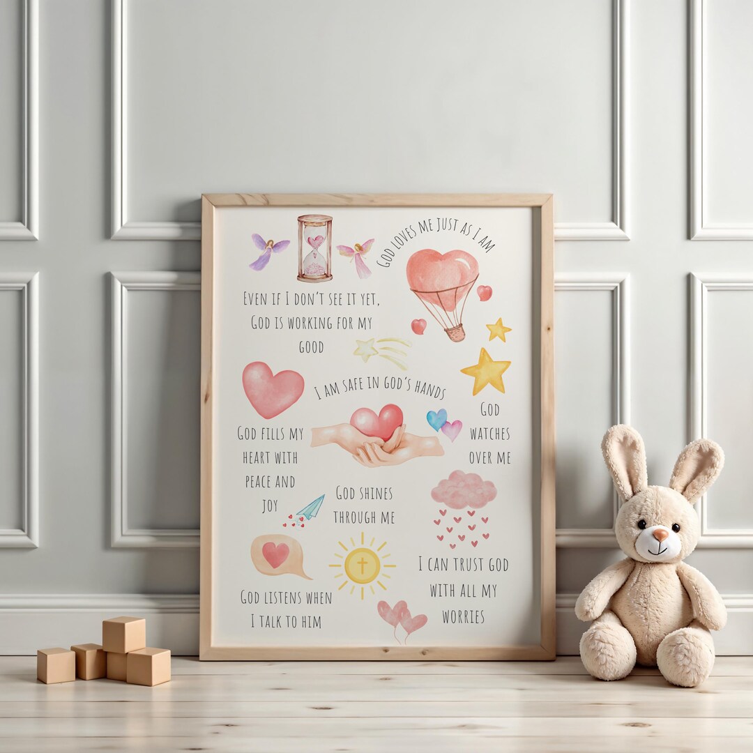 Christian Affirmation Poster for Kids - Bible Verses, Nursery Decor - Etsy