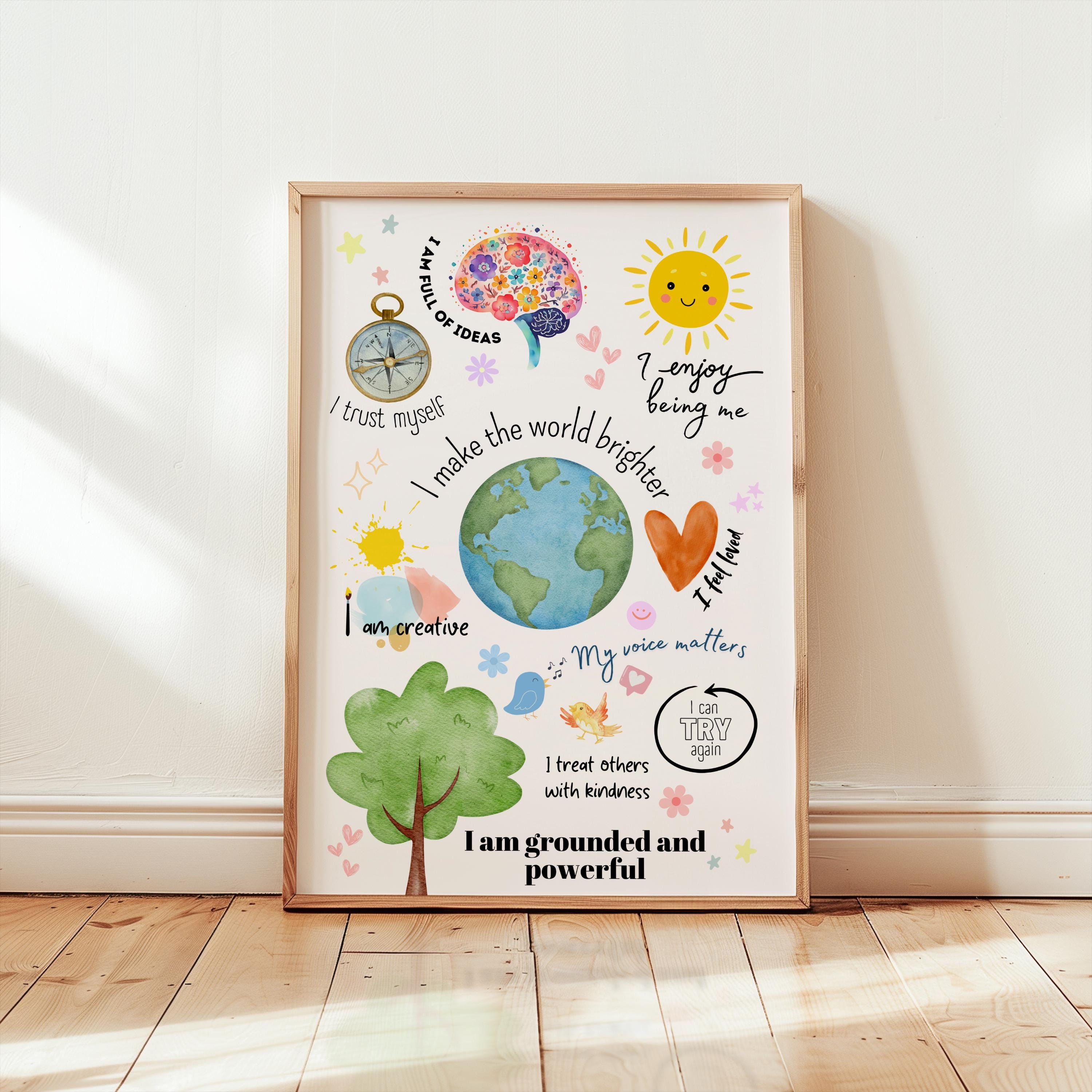 Positive Affirmation Poster for Kids – Mindfulness Wall Art for ...