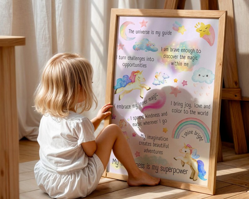 Magical Unicorn Affirmations Printable for Kids – Positive Rainbow Wall ...
