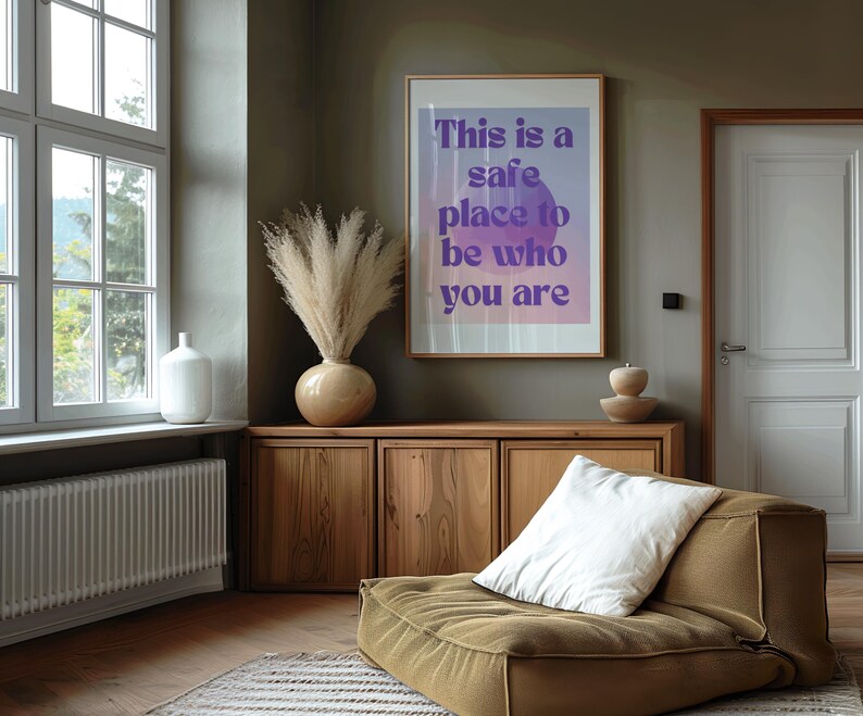This is a Safe Place Poster – Affirmation Wall Art, Safe Space Quote ...