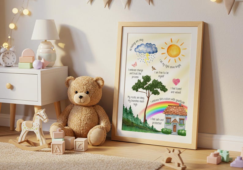 Nature Affirmation Poster for Kids – Mindfulness Wall Art, Emotional ...