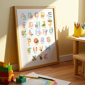 Watercolor Animal Alphabet Poster – Educational Nursery Wall Art - Etsy