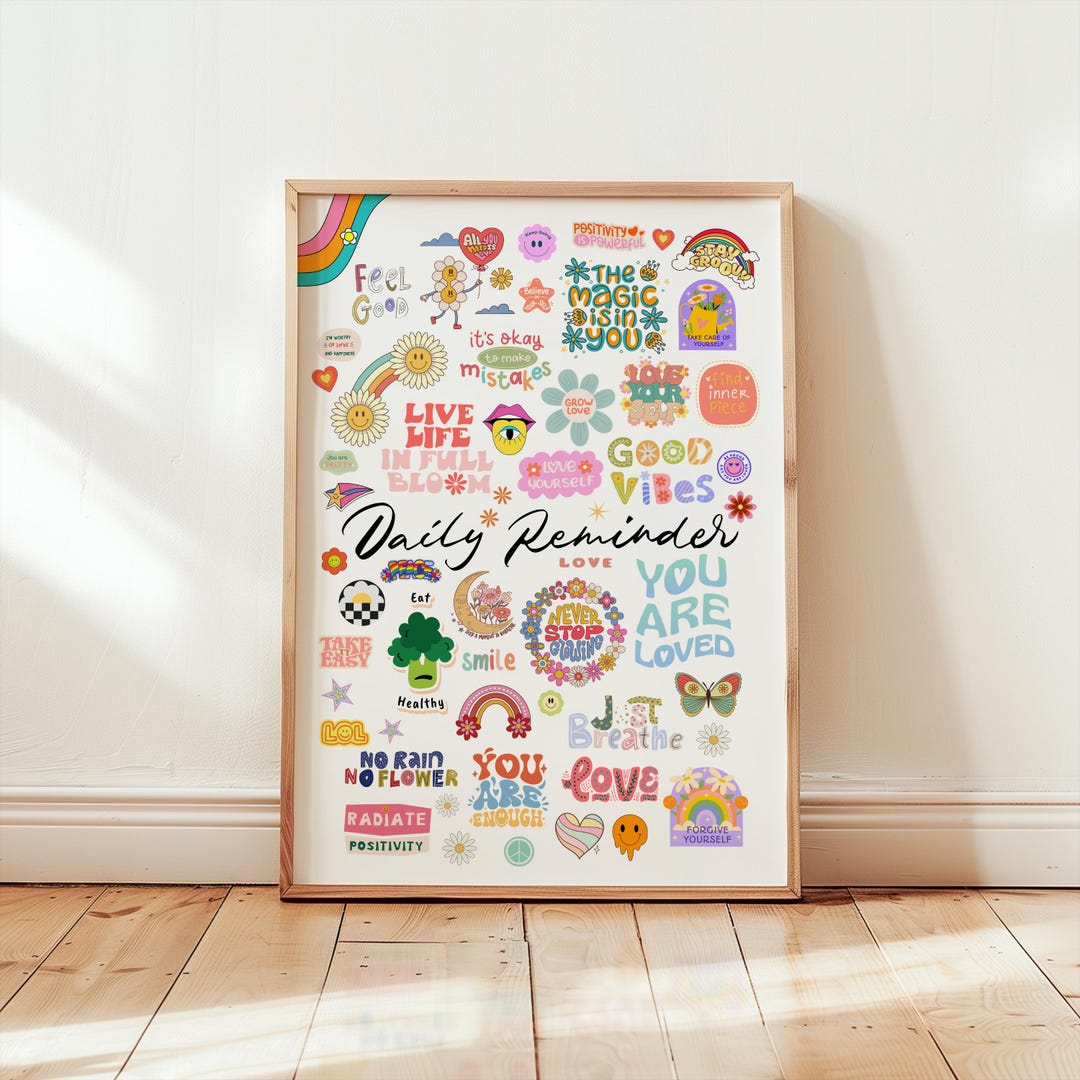 Retro Daily Affirmations Poster - Good Vibes Art (digital Download) - Etsy