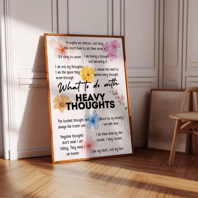 Heavy Thoughts Guide Poster – Mental Health Art, Mindfulness Print - Etsy