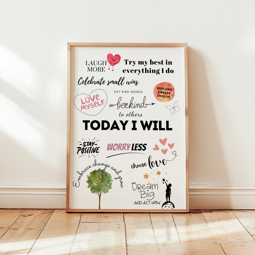 Today I Will Affirmation Poster – Minimalist Inspiration Wall Art - Etsy