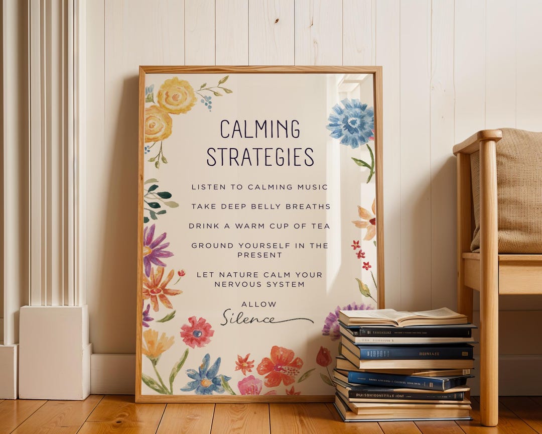 Calming Strategies Poster – Watercolor Floral Mental Health Art ...