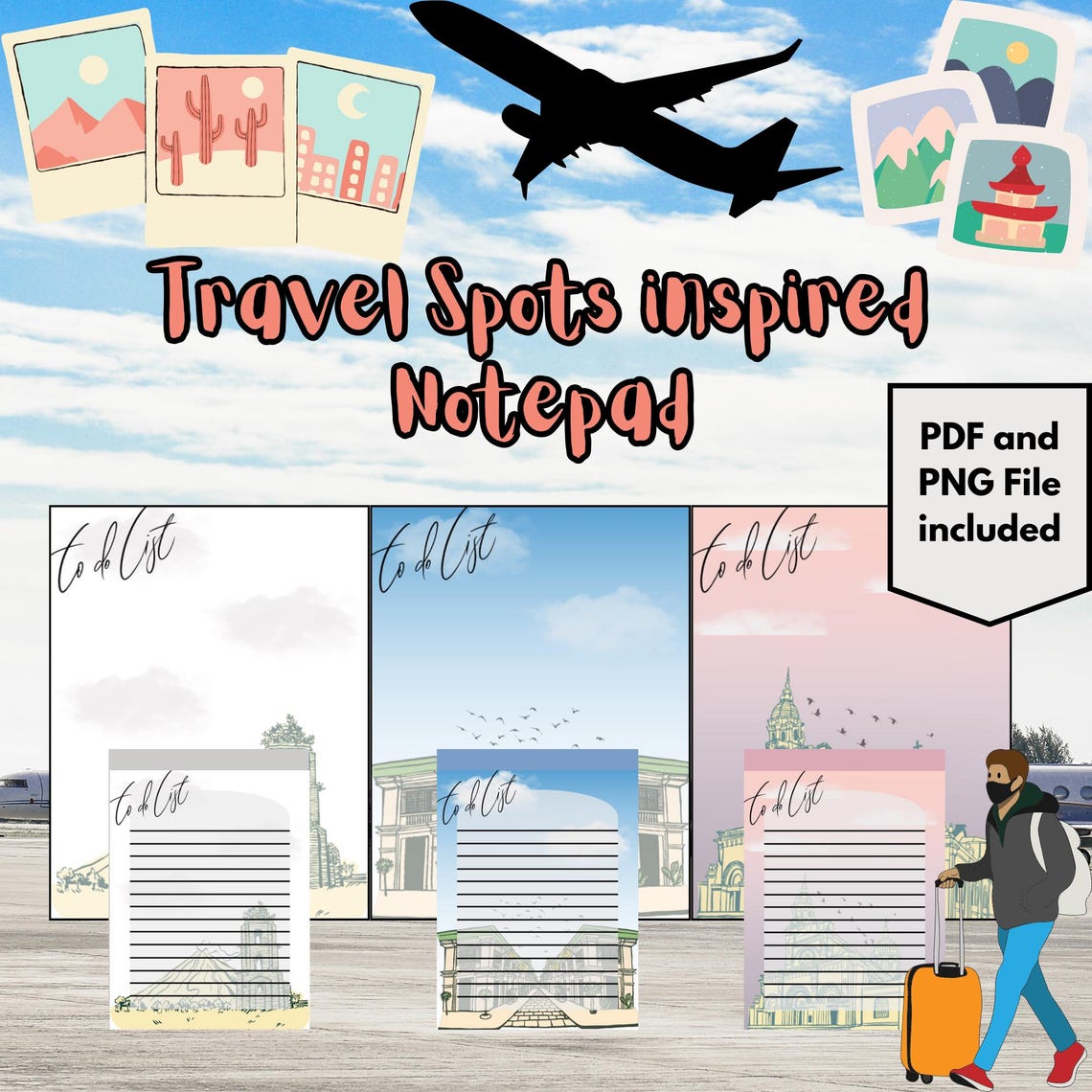 Traveler's Digital Notepad Printable, Traveler Gift, Printable Travel ...