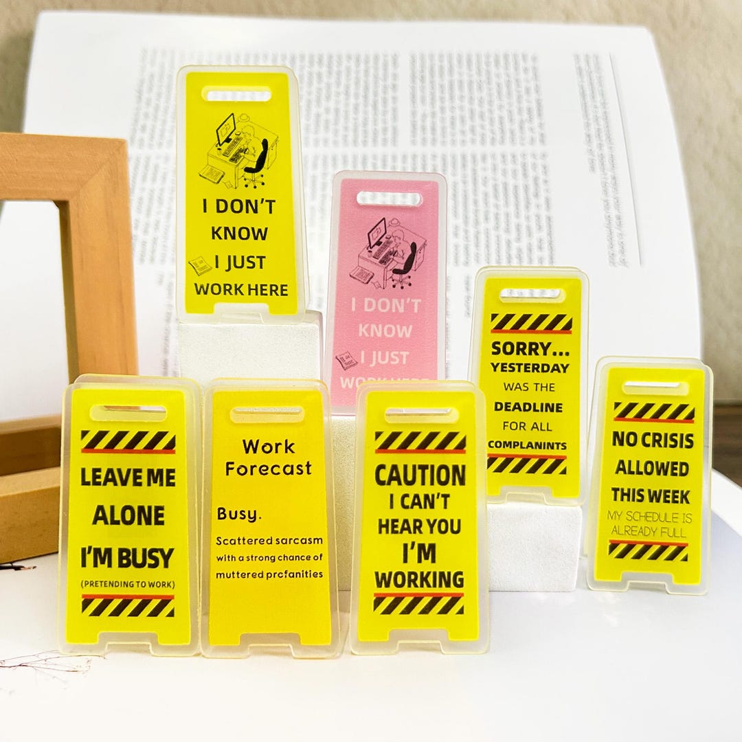 Funny Work Desk Sign,warning Sign,note Holder,working Remote Desk Sign ...
