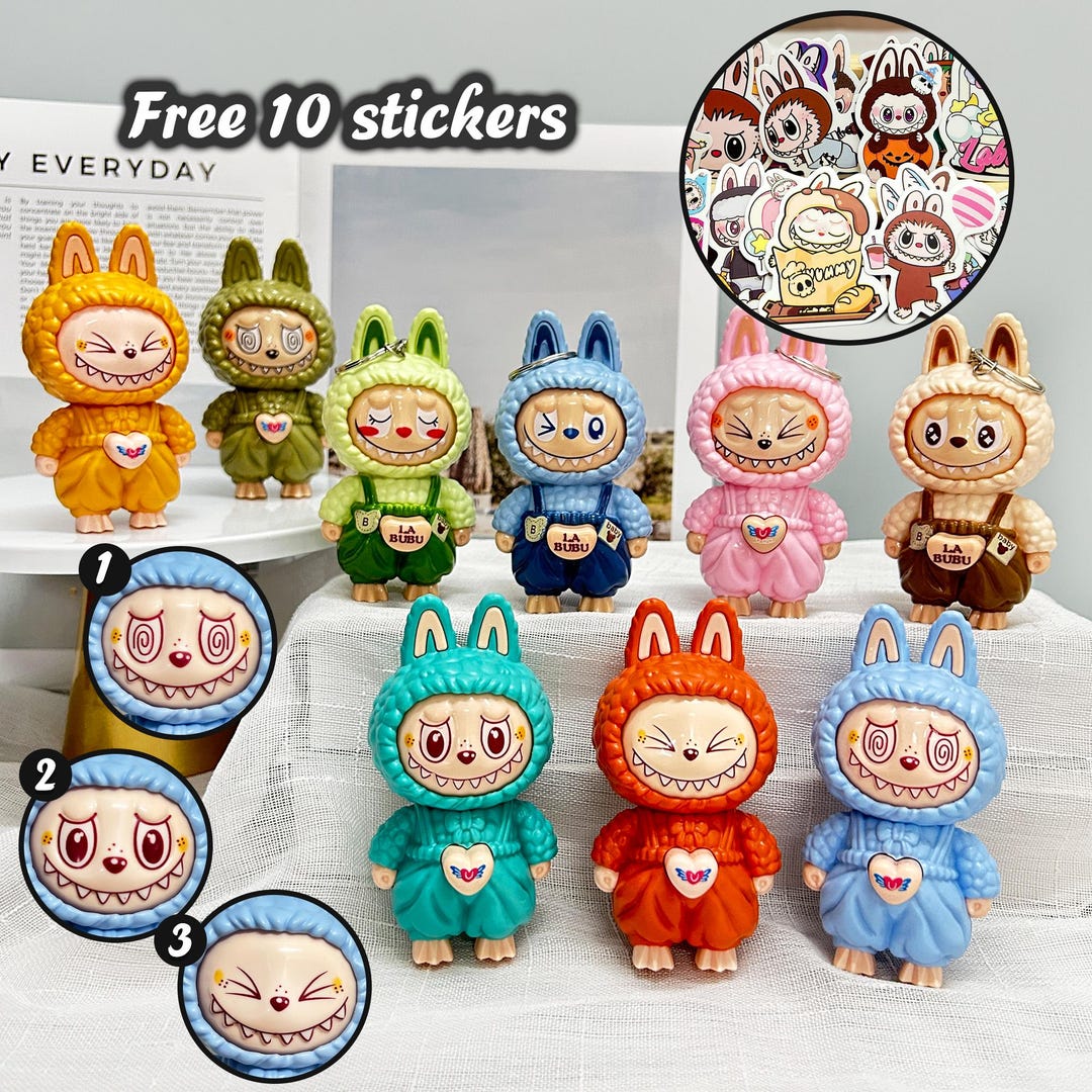 Labubu Face Changing Keychain,kawaii Labubu Keychain,free 10 Labubu ...