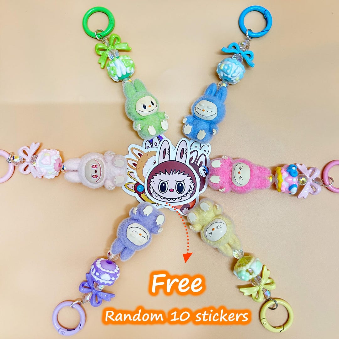 Buy Labubu Keychains,keychain Mini Labubu,free 10 Labubu Stickers,keychains,the Monster ...