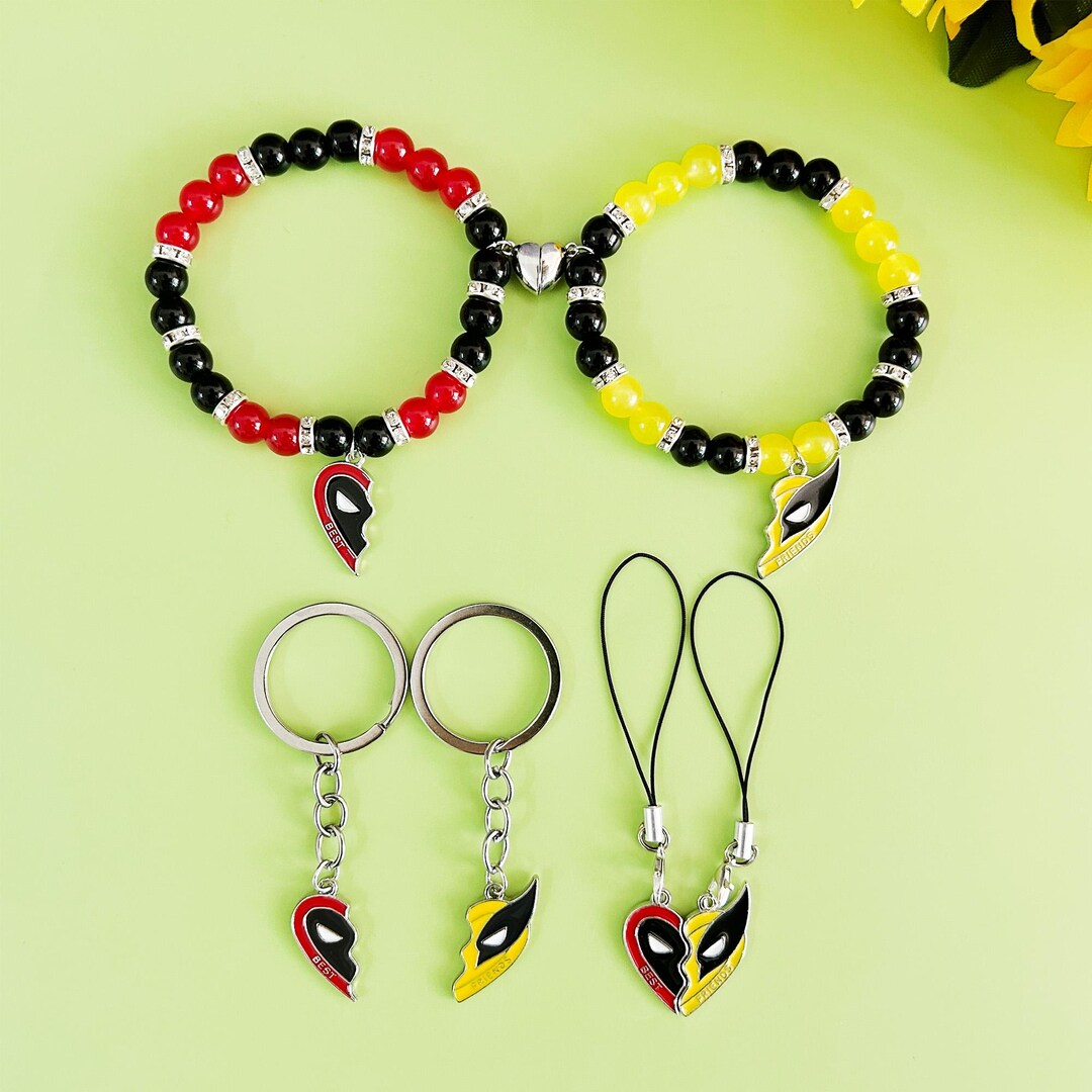 Deadpool and Wolverine Friendship Heart Pendant , Bracelet ,phone Chain ...
