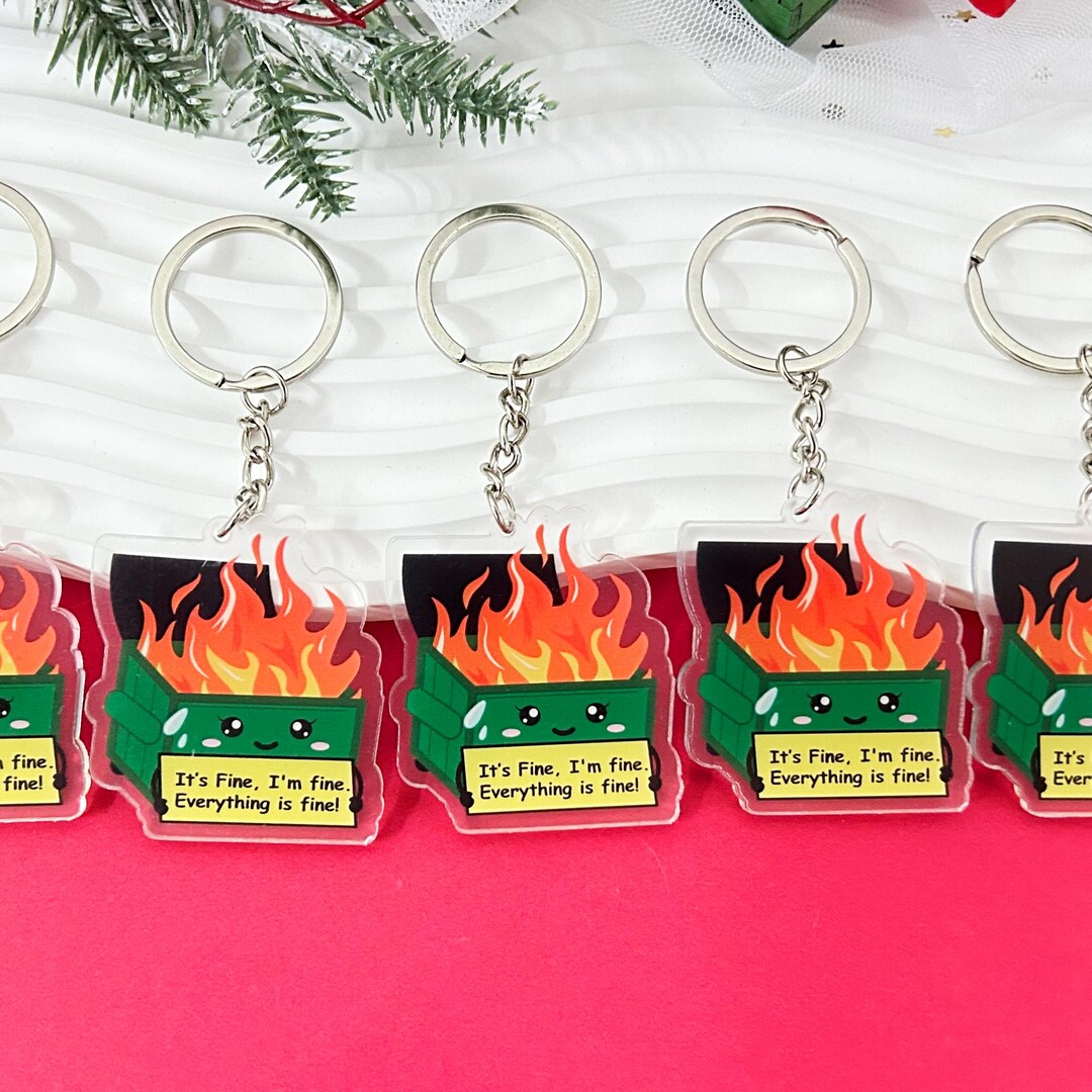 Cute Dumpster Fire Keychain Set,dumpster Fire,keychain,friendship ...
