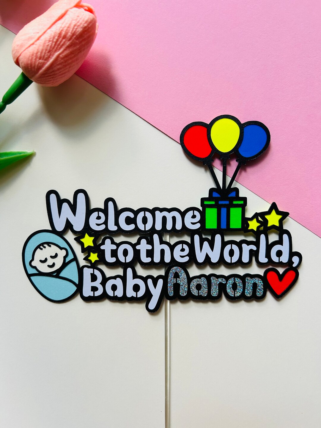 Baby Name Cake Topper, Baby Shower, Cake Topper for Baby, Welcome Baby ...