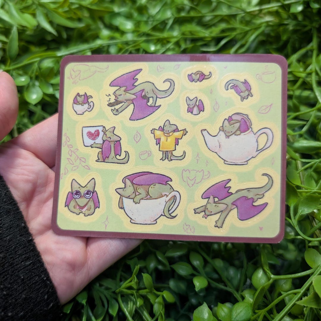 Tpot Mini Sticker Sheet - Teacup Dragon, Teadragn Mascot Vinyl Stickers ...