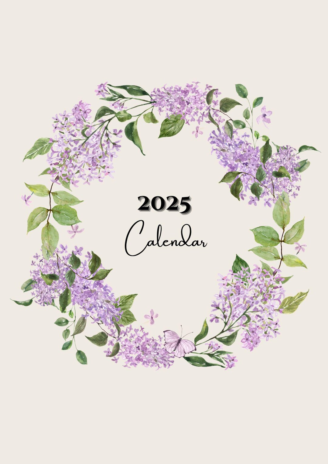 2025 Calendar Lavender Calendar Printable Digital Calendar Printable ...