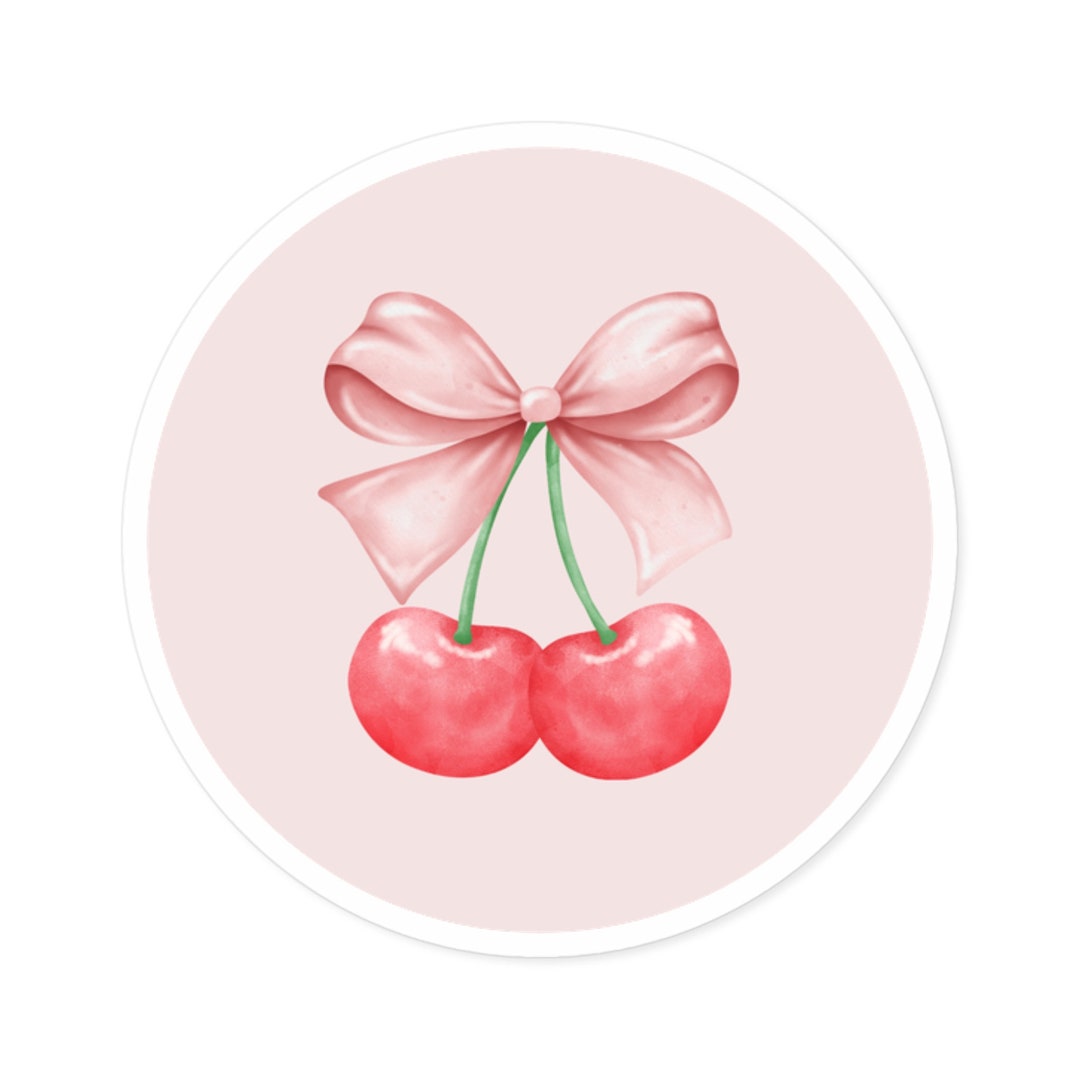 Bow Cherry Sticker - Etsy