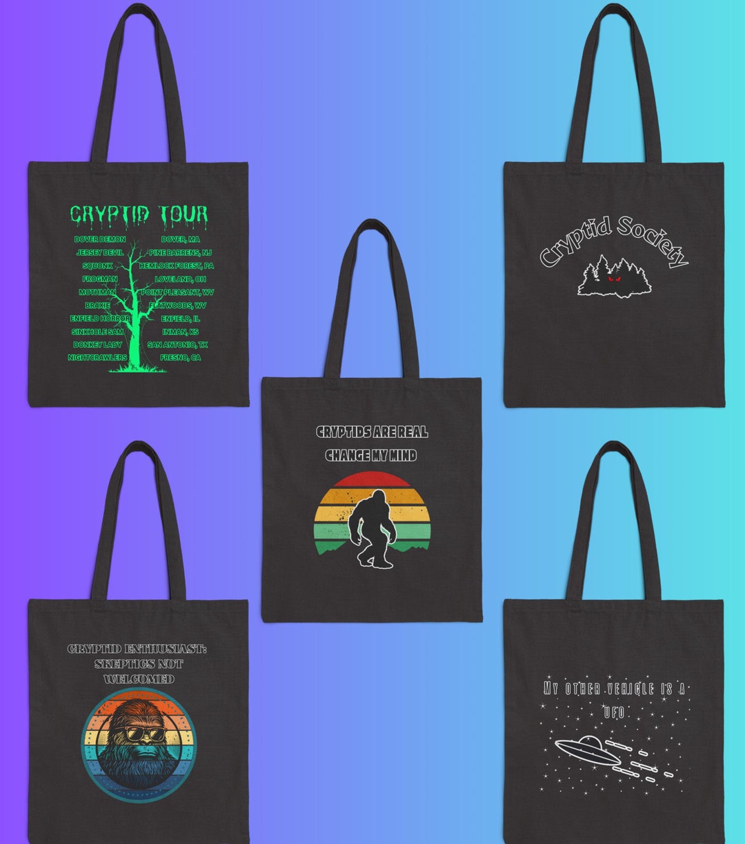 Cryptid Adventure Tote Bigfoot Inspired Bag, Perfect Gift for Cryptid ...