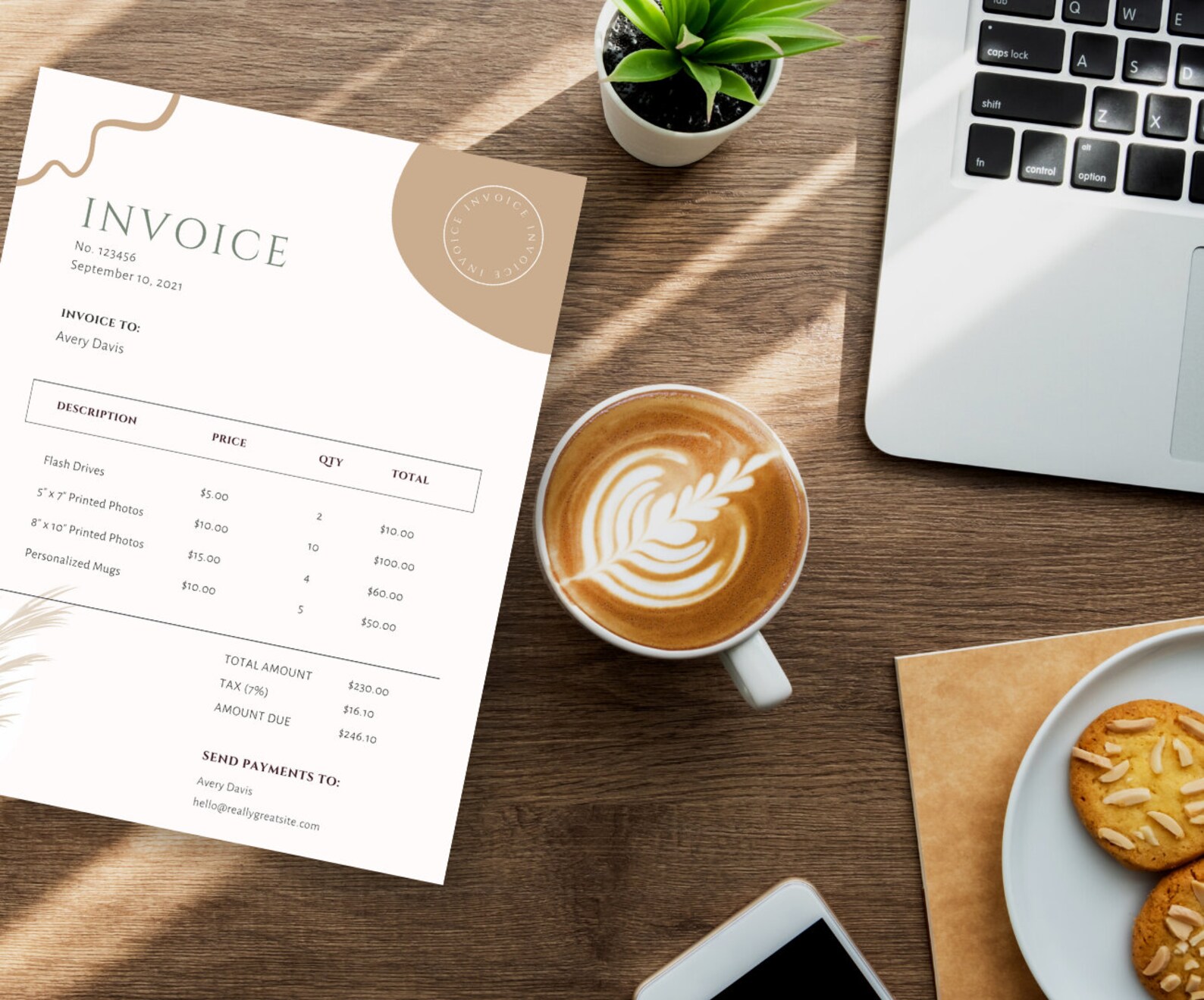 Beige and White Aesthetic Minimalist Invoice, Simple Business Billing ...
