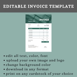 Invoice Template Editable, Small Business Custom Order Form Printable ...