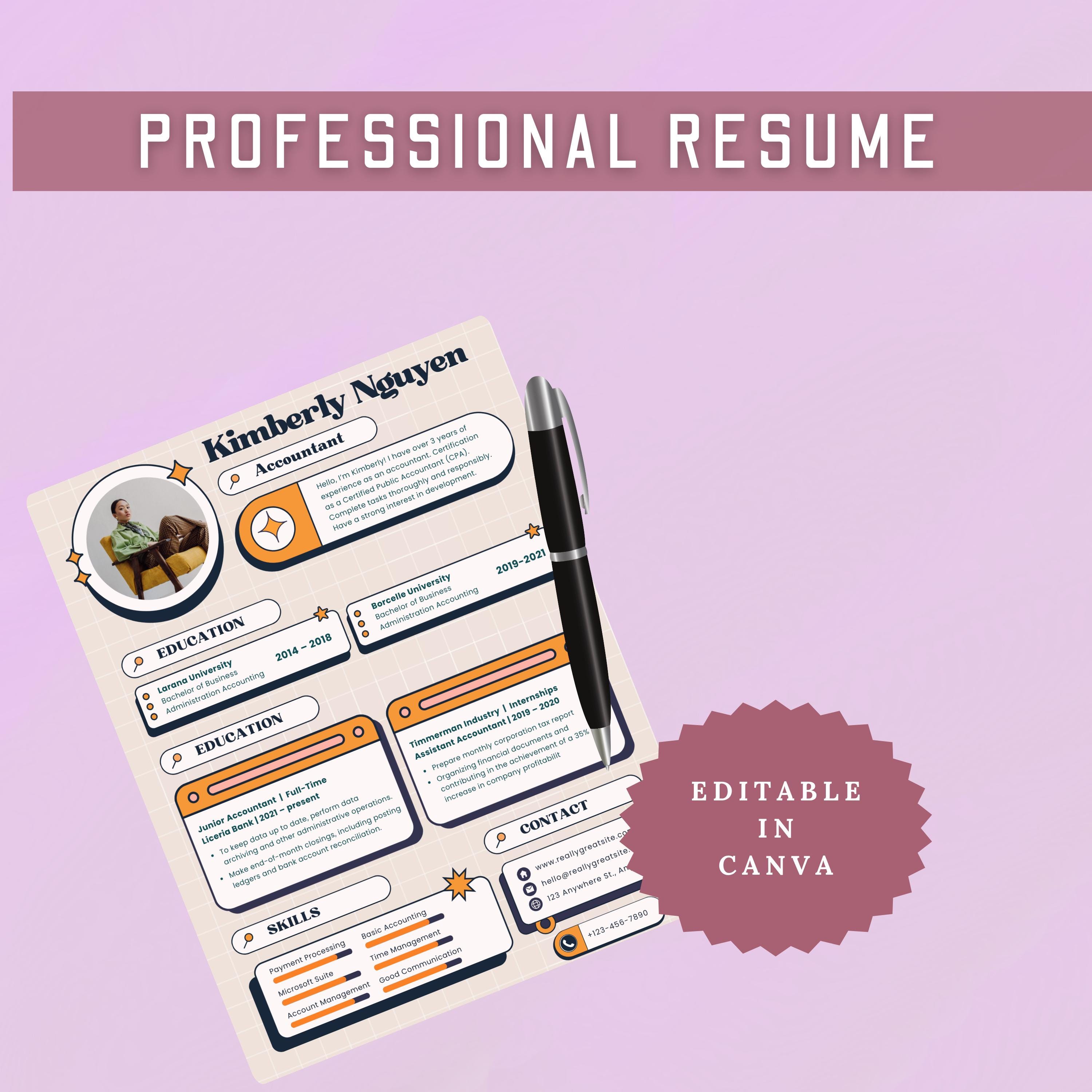 Professional Resume Template Modern & Customizable Digital Download - Etsy