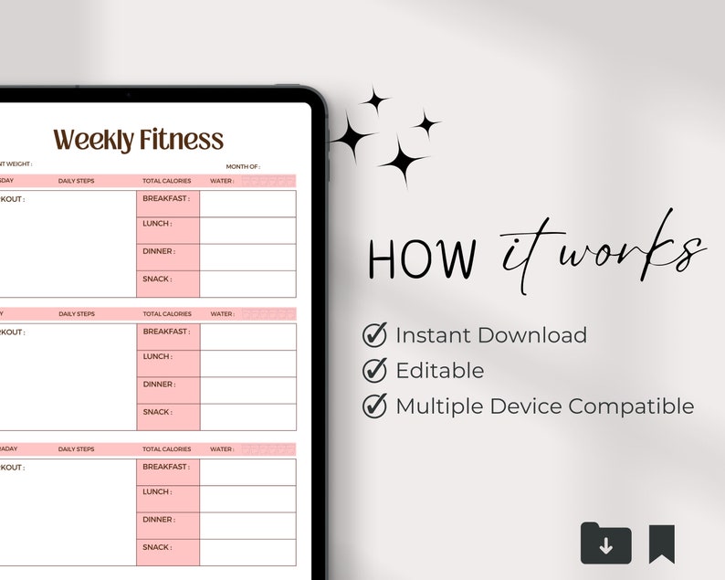 Daily Fitness Planner Bundle, Workout Tracker, Meal Planner, Gym ...